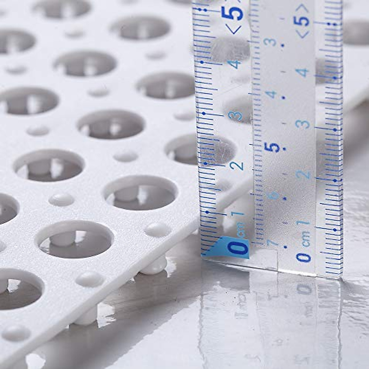 12PCS Interlocking Soft PVC Floor Tiles, No-Slip Pool Shower Bathroom Kitchen Mat with Drain Hole 11.75'' x 11.75'' Decking Tiles Outdoor and Indoor