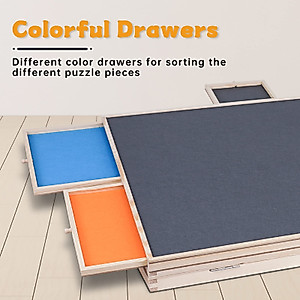 SOKO Wooden Jigsaw Puzzle Board - 1500 Piece Folding Puzzle Table with 5 Drawers & Covers 35" × 27" Portable Jigsaw Puzzle Table, 4-Tilting-Angle Adjustable Puzzle Board for Adults and Children