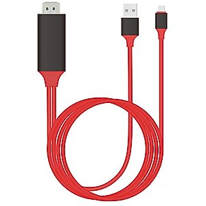 Tek Styz Powered USB-C 4k HDMI Cable Compatible with Sony WF-1000XM3 Plus USB Charging at Max 2160p@60Hz, 6Ft/2M Cable [Red, Thunderbolt 3]