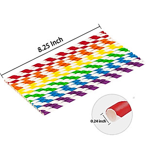 Paper Straws 400 Pack Biodegradable Colorful Striped Design 8.25" Straw for Everyday/Birthday Party/Baby Shower/Wedding/Anniversary and Parties, Long Lasting - by DuraHome (Colorful - 400pc)