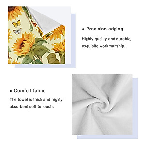Flradish Sunflower Butterfly Towels 3 Pack Bath Towels for Bathroom Set Soft Cotton Highly Absorbent Lightweight & Quickdry Towel Set 1 Bath Towel,1 Hand Towel,1 Washclothe