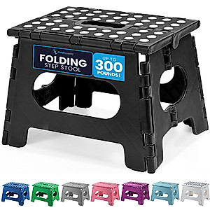 Folding Step Stool - The Lightweight Step Stool is Sturdy Enough to Support Adults and Safe Enough for Kids. Opens Easy with One Flip. Great for Kitchen, Bathroom, Bedroom, Kids or Adults.