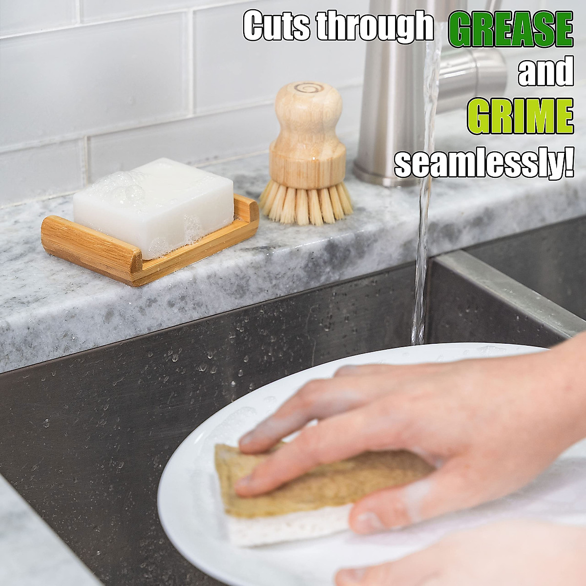 Tieralia Handcrafted Dish Bar Soap - Plant-Based, Zero Waste, Vegan Soap, Unscented Soap, Dish Soap - 5.64oz (Dish Bar and Tray)