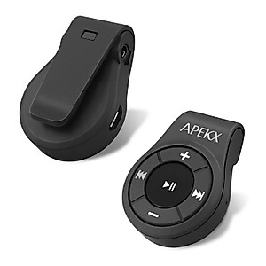 APEKX Clip Bluetooth Audio Adapter for Headphones, Headset, Speaker, Wireless Receiver with MIC for Hands-Released Call and Music