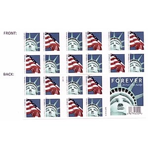 USPS Forever Stamps Lady Liberty and U.S. Flag Booklet of 20