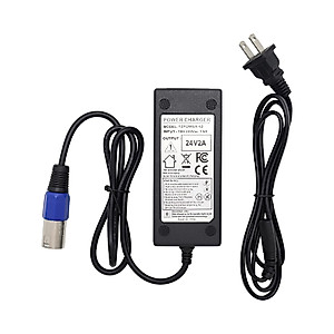 Eseegoo 24V 2A Battery Charger Adapter for 24V Battery with Male 3 Pin XLR Connector Plug