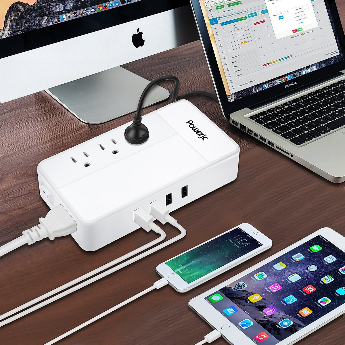 Travel Adapter Power Voltage Converter Step Down 220V to 110V 1875W with 4 Smart USB Charging for Hairdryer ETL Powerjc