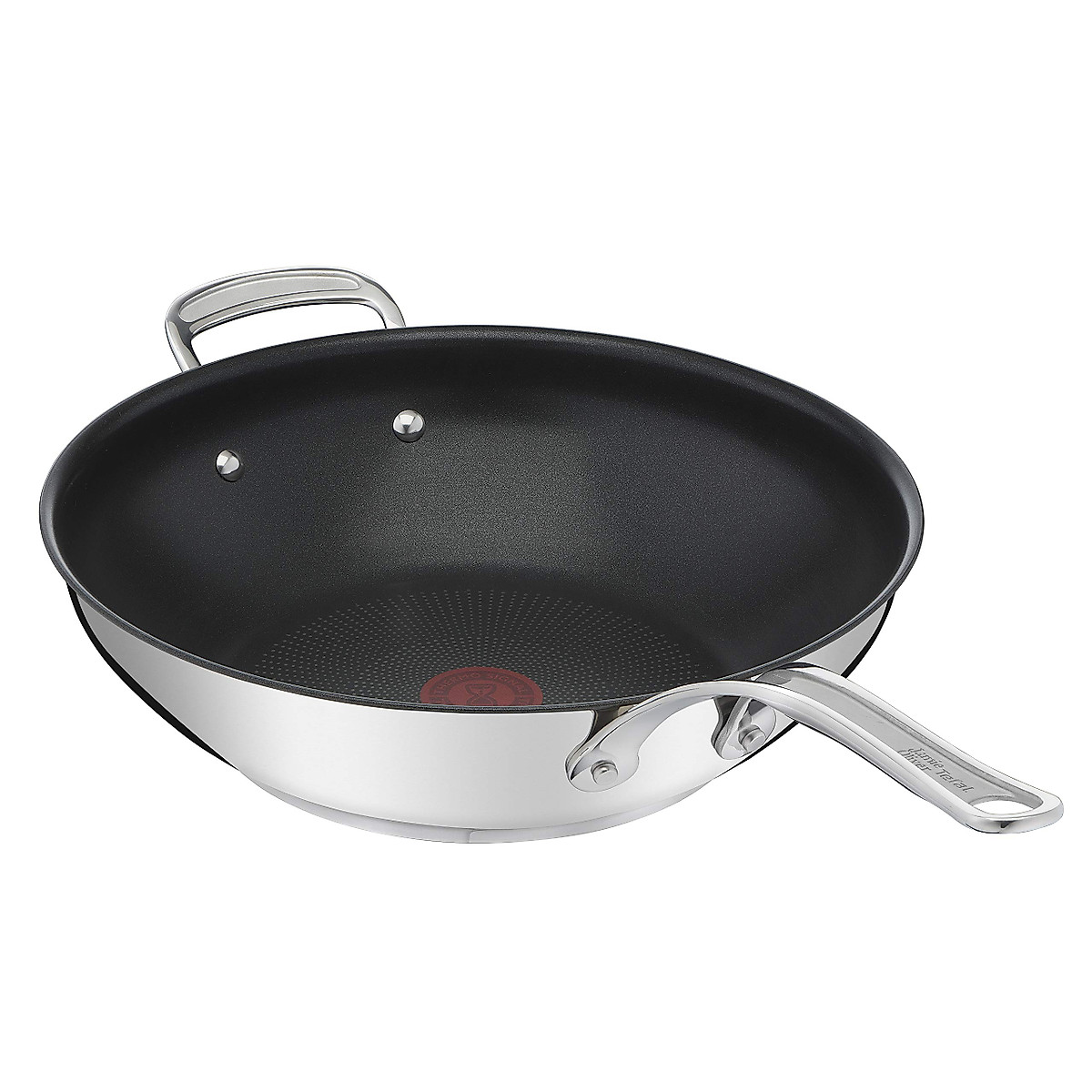Tefal Jamie Oliver Cook's Classic E30688 Wok Pan 30 cm Non-Stick Coating Safe Thermal Signal Riveted Silicone Handle Suitable for Induction Cookers Oven Safe Stainless Steel