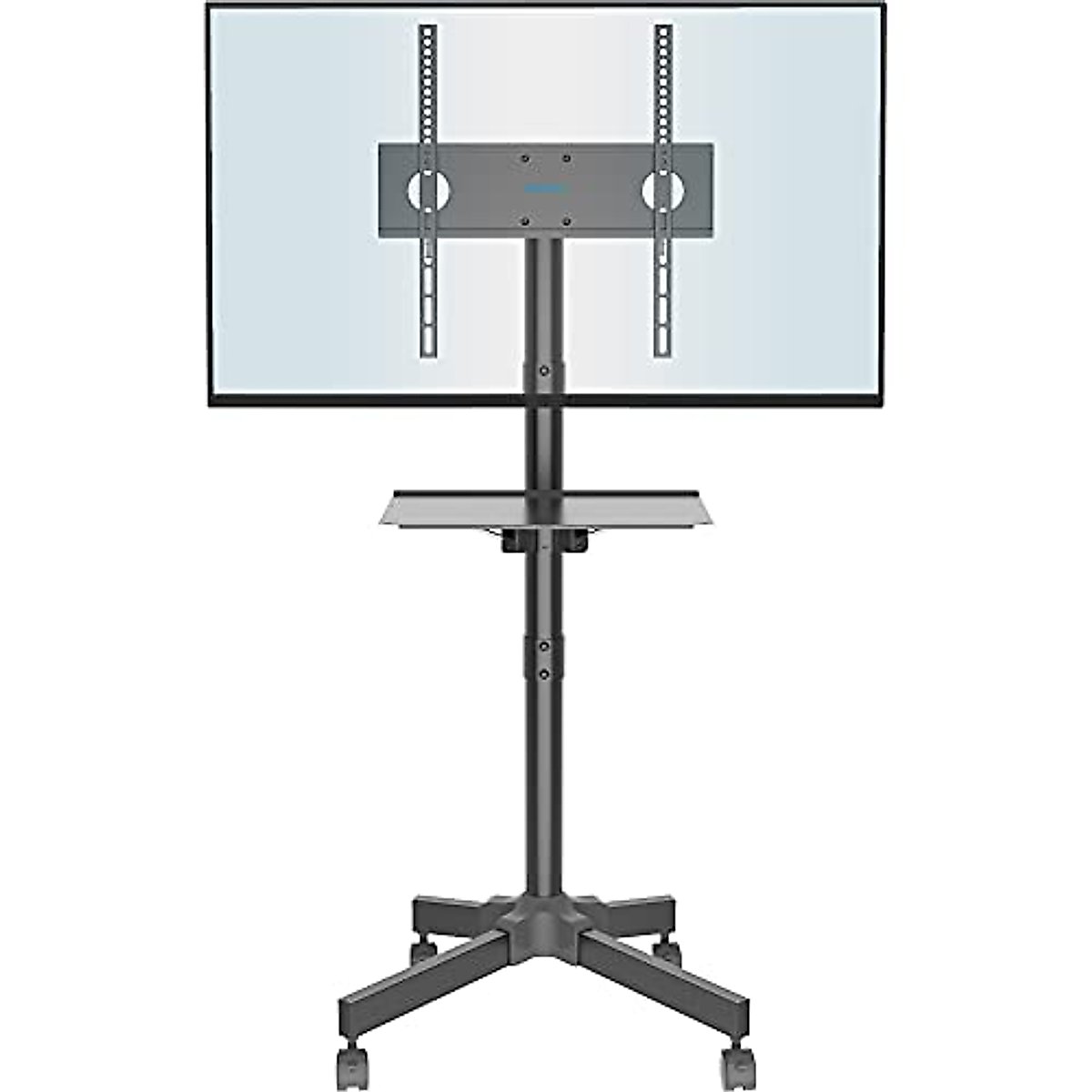 Mobile TV Cart for 23-60 Inch LED LCD Flat Curved Panel Screens TVs, Rolling TV Stand with Wheels Holds Up to 55lbs, Height Adjustable Portable Floor Stand with Media Shelf Tray, Max VESA 400x400mm