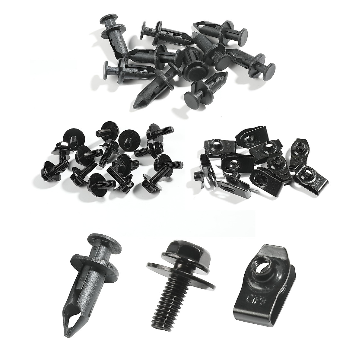 35 PCS Engine Under Cover Splash Shield Guard Body Bolts, Splash Shield Guard Retainer Bumper Fender Liner Fastener Rivet Clips and Extruded U-Nuts Kit