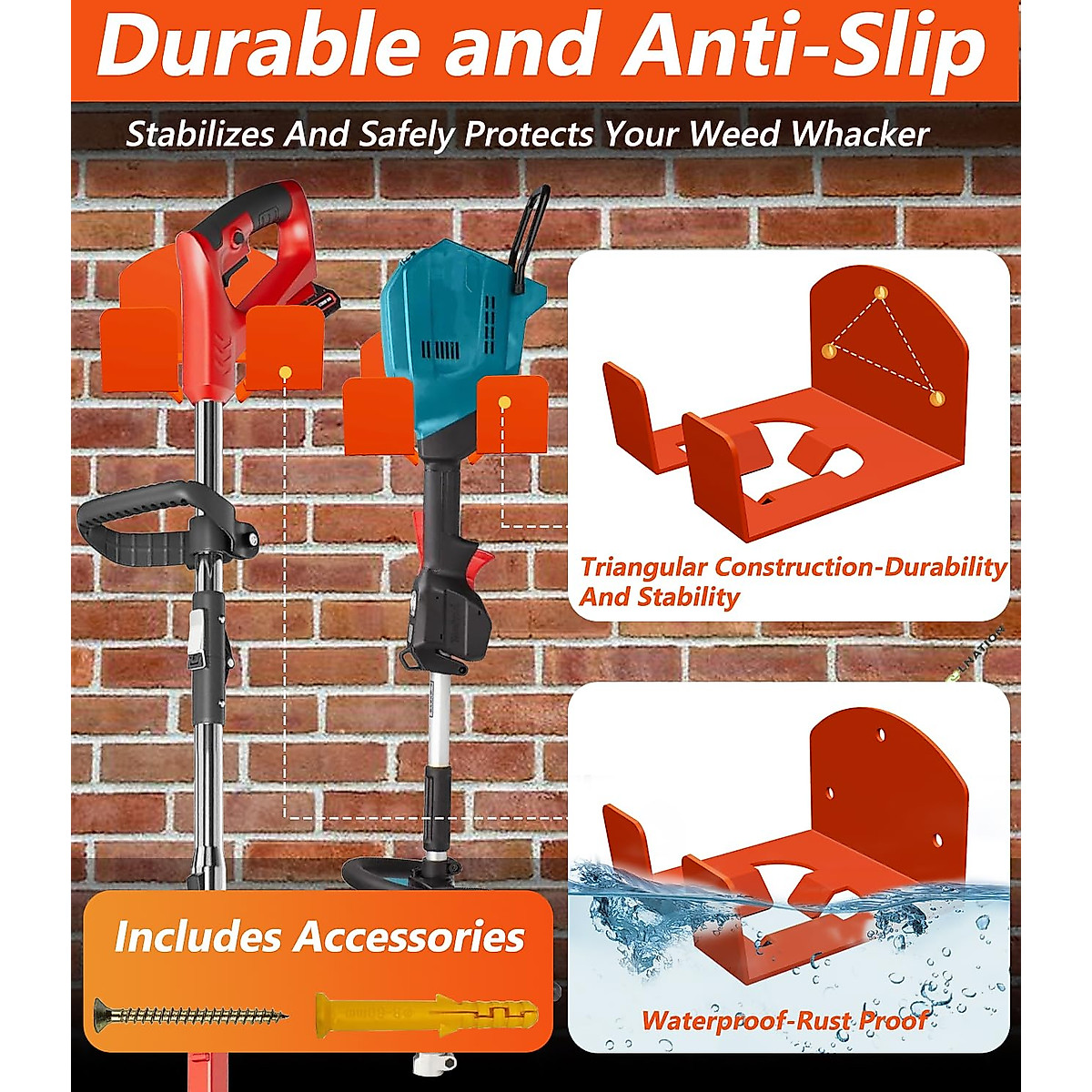 BIHOMIFI Weedeater Hanger Wall Mounted Grass Trimmer Rack Trimmer Rack Heavy Duty Ladder Hooks for Garage, Garage Organization for Power Tool and Hedge Trimmer Chainsaw 1 Pack