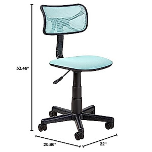 Urban Shop Swivel Mesh Desk Chair, Blue 20.86D x 22W x 33.46H in