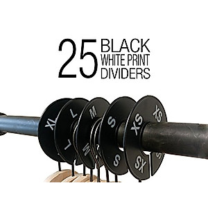 NAHANCO CBWKIT2 Black Round Clothing Size Divider with White Print for Home or Clothing Store, XS-XL, Kit of 25 (5 Sizes of 5 Each), Black w/White Print