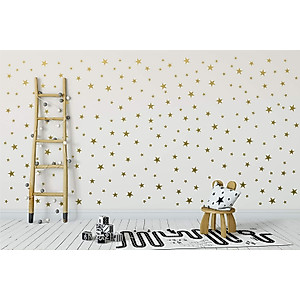 Gold Stars Wall Decal Stickers Removable Home Decoration Easy to Peel Stick Painted Walls Metallic Vinyl Polka Decor Sticker for Baby Kids Nursery Bedroom (Pack of 166)