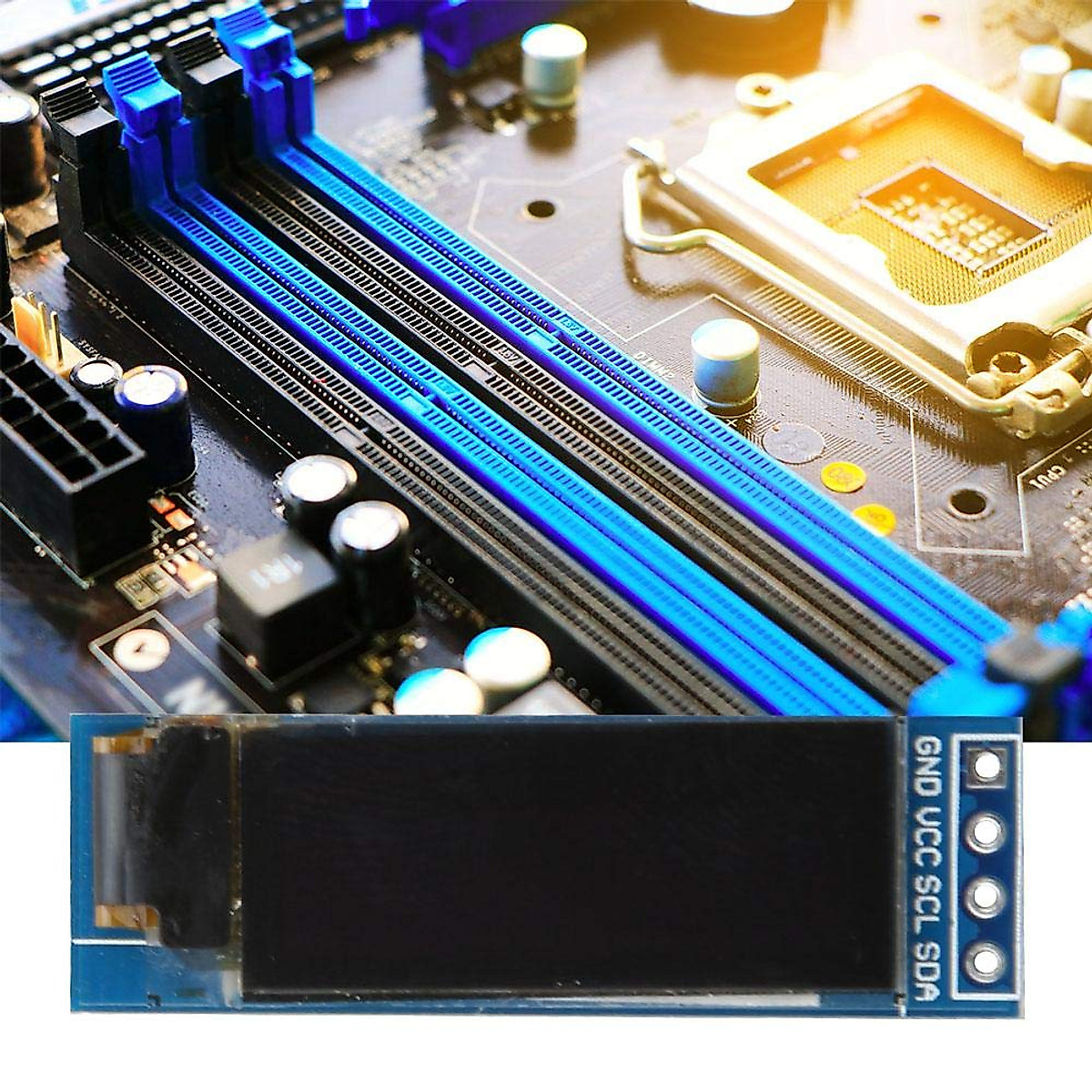 0.91in OLED LCD Display Module IIC I2C Serial OLED Full Color White/Blue LCD Module 128 x 32 for AVR PIC STM32(Blue)