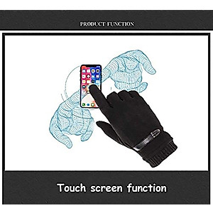 XJXJ Suede Gloves Men's Autumn and Winter Windproof Warm Non-slip Touch Screen Plus Velvet Thickening Riding Motorcycle. anti arthritis gloves (Color : Grey)