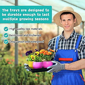 Apatal 1010 Seed Starting Trays, 12 Pack Garden Growing Trays with Drain Holes Reusable Microgreens Seed Plastic Tray Plant Germination Tray