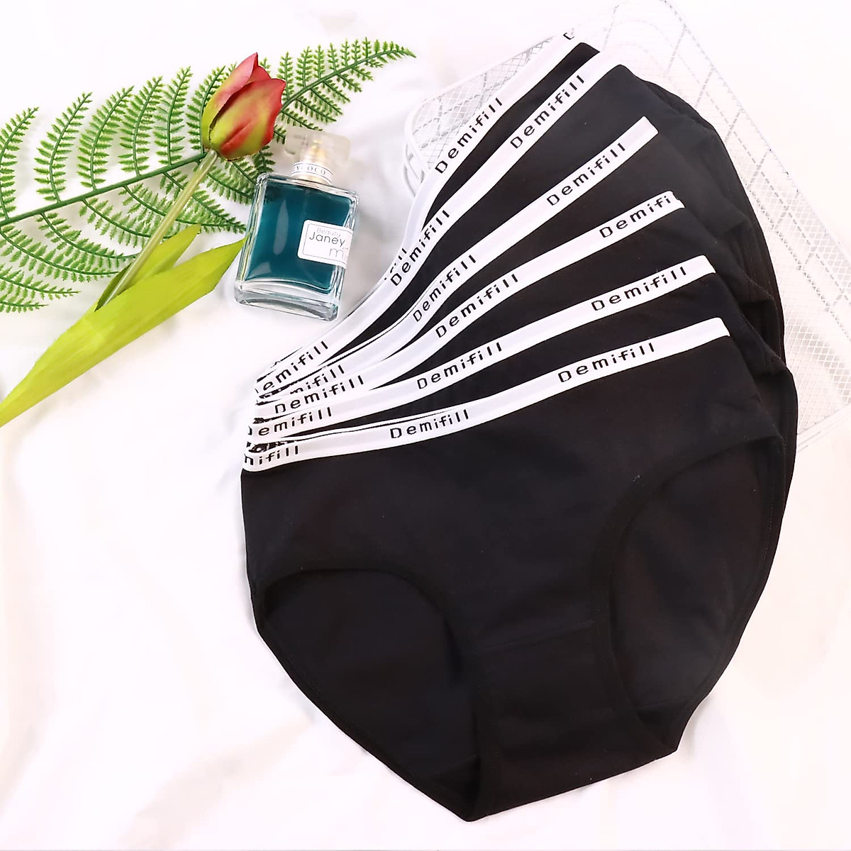 Demifill Teen Girls Underwear Cotton Briefs Panties for Teens Pack of 6 Size 14-16Years Black