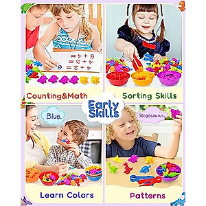 Yetonamr Counting Dinosaurs Montessori Toys for 3 4 5 Years Old Boys Girls, Toddler Preschool Learning Activities Toys for Kids Ages 2-4, 3-5, 4-8, Birthday Gifts Sensory Educational Toys