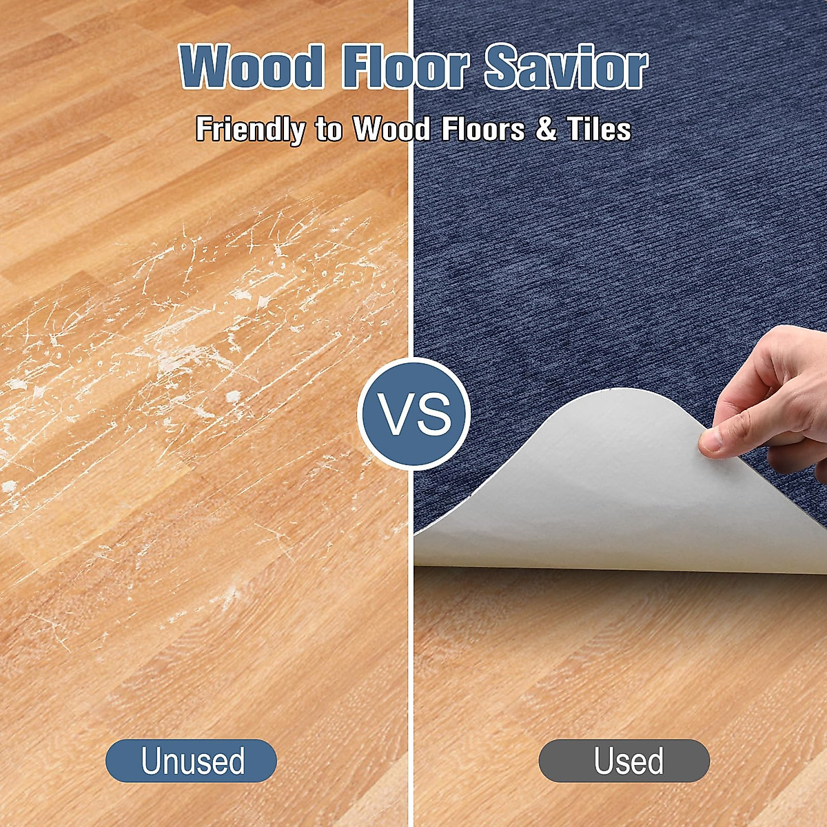 Corduroy Chair Mat for Hardwood Floor, 55"x35" Office Chair Mat Desk Chair Mat for Rolling Chair, Large Anti-Slip Backing Low-Pile Office Rug Floor Mat for Office/Home Blue