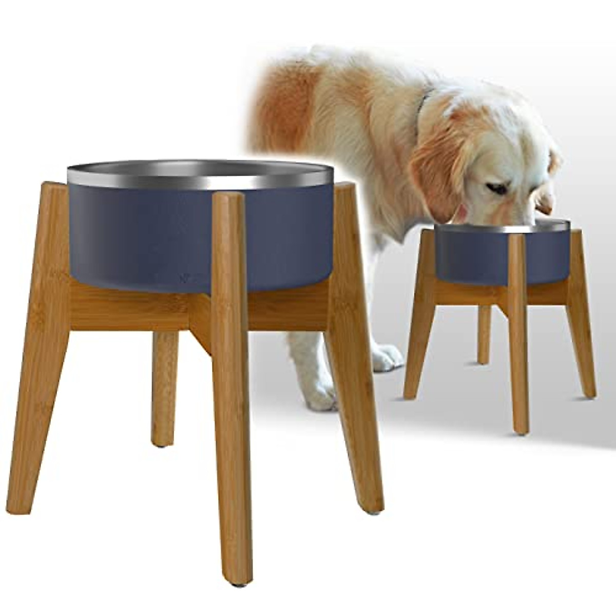 Dog Bowl Stand for Medium to Large Dog Breeds - 12-inch High, Adjustable Width with Locks - Dog Water, Food Dish Compatible - Tip-Over Resistant