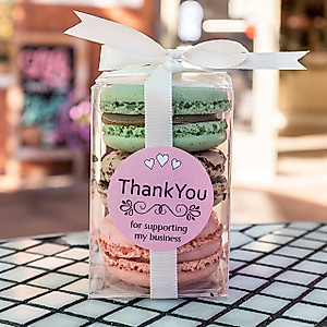 Gazelle Thank You Stickers Roll for Packaging, Bags, Greeting Cards, and Receipts - 500 Thank You for Supporting My Business Stickers - 1.5'' Stickers Designed with Soy-Based Eco-Friendly Ink (Pink)