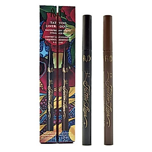 Kat Von D KVD Beauty Tattoo Liner Duo Waterproof Liquid Eyeliner Holiday Gift Set:: Tattoo Liner Vegan Waterproof Liquid Eyeliners in Trooper Black and Mad Max Brown