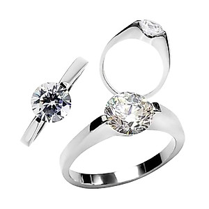 Eternal Sparkles Women’s CZ Cubic Zirconia Sustainable Solitaire Bridal Engagement Ring in Hypoallergenic Stainless Steel for Wedding Proposals and Anniversaries