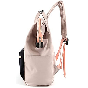 himawari Travel School Backpack with USB Charging Port 15.6 Inch Doctor Work Bag for Women&Men College Students(9003-Grey pink04#)