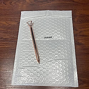 Zealor 12 Pieces Big Diamond Crystal Ballpoint Pens and 12 Pieces Ballpoint Pen Refills, Black Ink (Rose Gold)