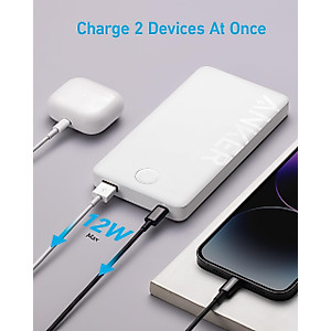 Anker Power Bank, 10,000mAh Portable Charger (PowerCore PIQ), High-Capacity Battery Pack for iPhone 15/15 Plus/15 Pro/15 Pro Max/14/14 Pro/Samsung/Pixel/LG (Cable and Charger Not Included)(White)