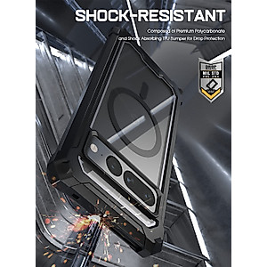 Poetic Guardian MagPro Case Compatible with Pixel 7 Pro,[Compatible with MagSafe], Built-in Screen Protector Work with Fingerprint ID, Full Body Hybrid Shockproof Protective Rugged Case, Black/Clear