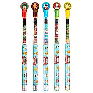 Holiday Smencils for Grown Ups - HB #2 Scented Fun Pencils, 5 Count - Stocking Stuffer, White Elephant Gifts for Adults, Office Supplies, Party Favors