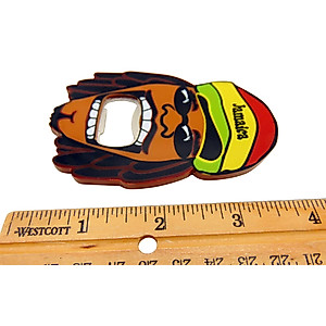 Jamaica Bottle Opener Souvenir Fridge Magnet with Jamaican Rasta Man, 3-1/2 Inch