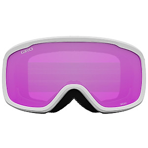 Giro Moxie Asian Fit Ski Goggles - Snowboard Goggles for Women & Youth - White Core Light Strap with Amber Pink/Yellow Lenses