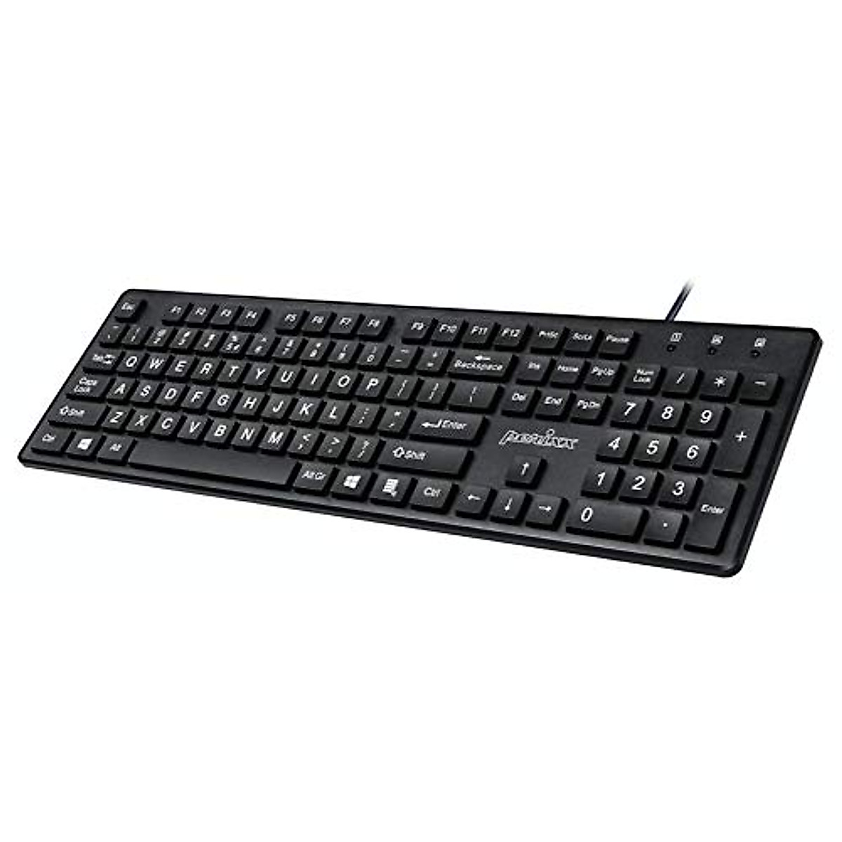 Perixx PERIBOARD-117 Wired USB Keyboard with Standard US Layout and Chiclet Big Print Keys, Black