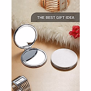 Getinbulk Compact Magnifying Mirror Bulk, Set of 12 Round Double-Sided 1X/10X Magnification PU Leather 2.8"(White)