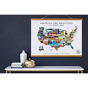 America The Beautiful USA Scratch Off Map + Magnetic Frame Kit- Interactive Travel Scratch Off Poster Reveals Beautiful Nature Photography - Beautiful Travel Map is a Great Gift for Travelers