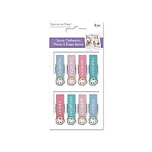 Forever in Time Days of The Week Clips - 8 Piece Monday Tuesday Wednesday Wooden, SE410B