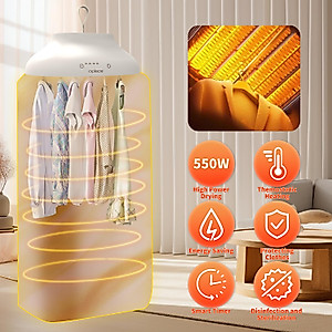 oplace Portable Clothes Dryer,Portable Dryer for Apartments Home Travel RVs,Compact Foldable Mini Electric Laundry Dryer Machine with Dryer Bag,for Light Clothes, Underwear, Baby Clothes