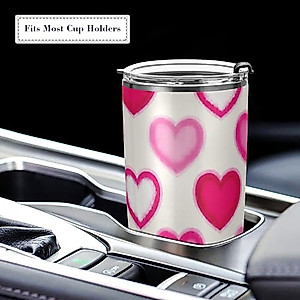 HXshaoye colorful gradient heart peach Stainless Steel cups with lids and straws with Straw Leak Resistant Flip travel mug with lid for Home, Office or Car safe 20oz coffee mug vaso termo para cafe