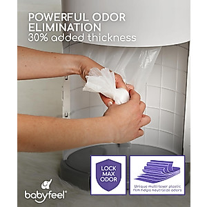 Babyfeel Refills Compatible with DEKOR CLASSIC Diaper Pails | 8 Pack | Exclusive 30% Extra Thickness | Diaper Pail Refills with Powerful Odor Elimination | Powder Scent | Holds up to 3960 Diapers