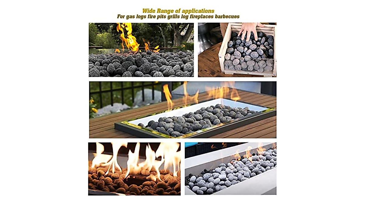Black Lava Rocks for Fire Pits and Fireplaces - 10 lb Natural Stones