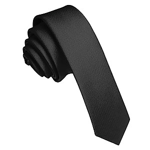 JEMYGINS 1.58" Black Tie Silk Skinny Ties for Men Slim Necktie(4cm)