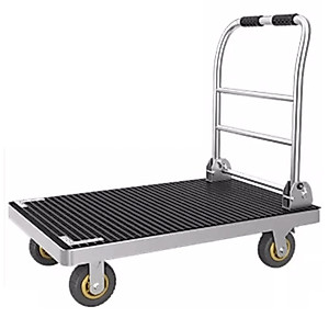 Generic Push Truck Silent Folding Steel Plate Cart Wear-Resistant and Thickened Flatbed Trolley for Warehouse Construction Site,Hold Up to 200 Lbs