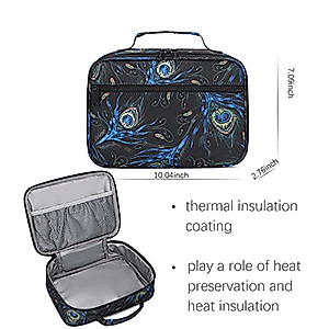 ecodudo Feather Print Girls Backpack Set for Teens Backpacks School Bookbags with Lunch Bag (Feather Black)