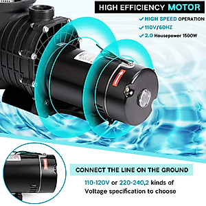 Seeutek 2.5 HP Pool Pump for Above Ground Pool,8880 GPH 1850W Powerful Above Ground Pool Pumps with Strainer Basket.