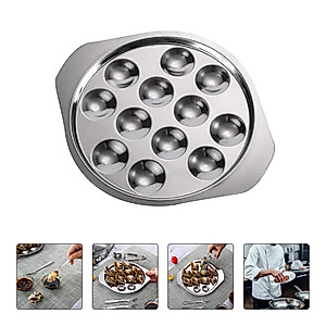 YARNOW 2pcs Stainless Steel Escargot Plates Dishes 12 Compartment Holes Escargot Baking Dishes for Snail BBQ Mushroom Silver