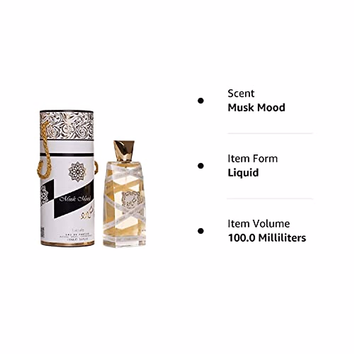 Lattafa Perfumes Musk Mood EDP - 100 ML (3.4 oz) I Perfect White Musk Scent I Fine, Light Perfume with Comforting White Musk I Main accords: white musk, florals, woody, powdery I Suitable for any Occasion I by Lattafa