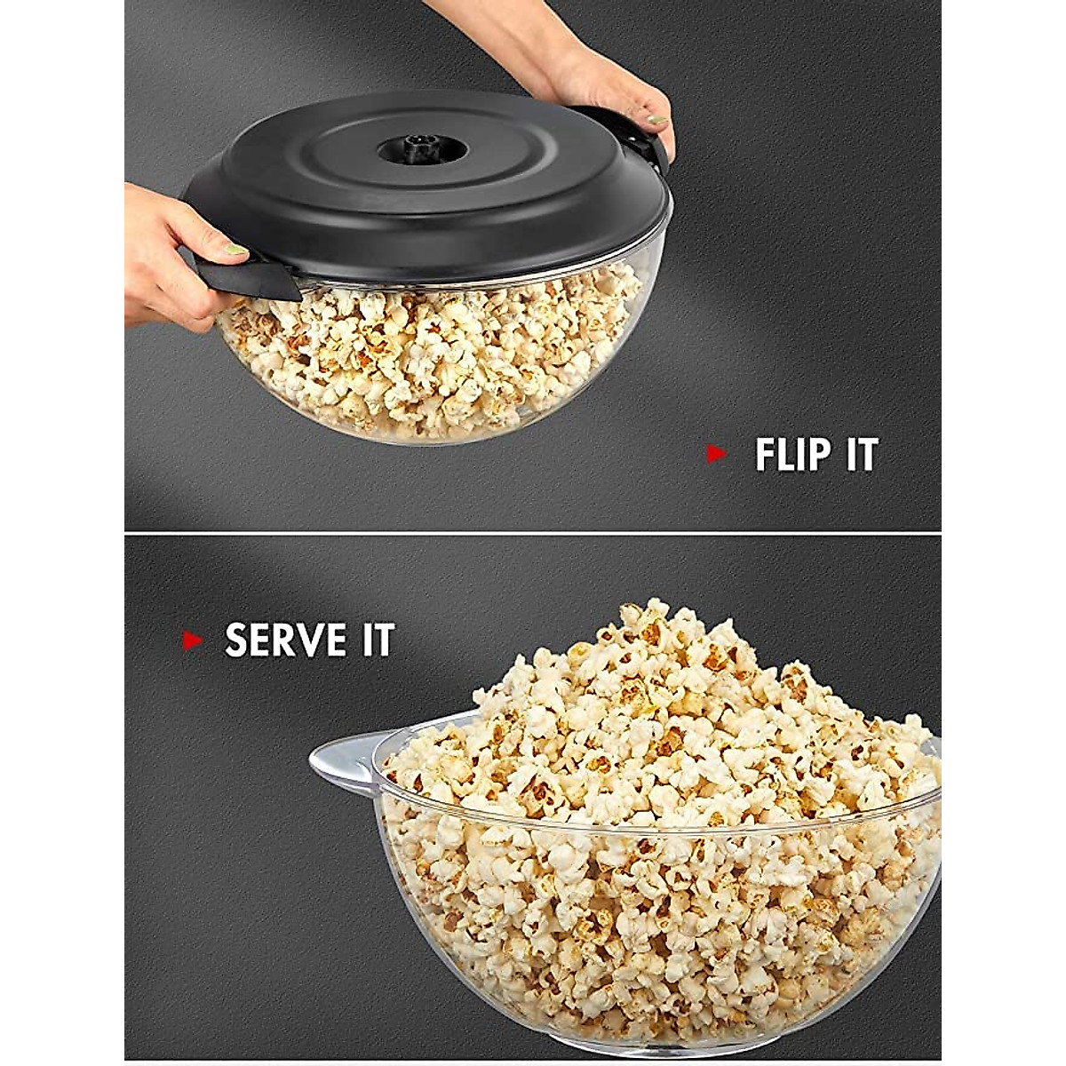 Popcorn Machine, 6-Quart Popcorn Popper maker, Nonstick Plate, Electric Stirring with Quick-Heat Technology, Cool Touch Handles (Red&Black)